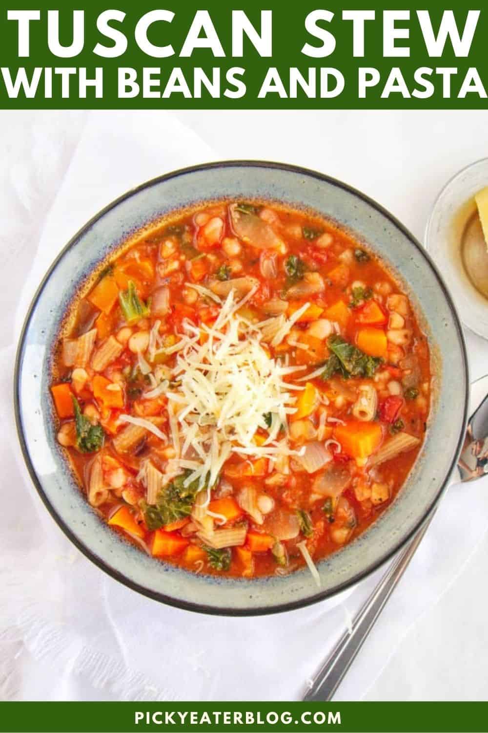 Tuscan Bean Stew with Whole Wheat Pasta - The Picky Eater