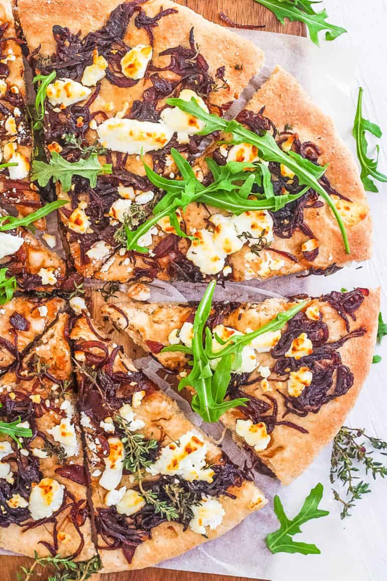 Goat Cheese Pizza Recipe With Caramelized Onions | The Picky Eater