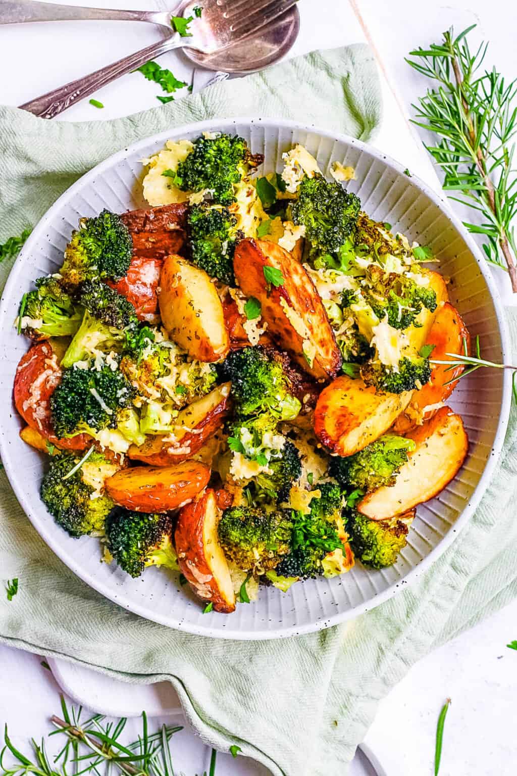 Roasted Broccoli And Potatoes With Parmesan - The Picky Eater