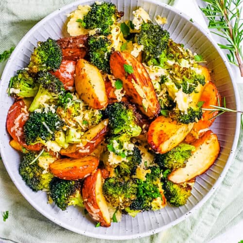 Roasted Broccoli And Potatoes With Parmesan - The Picky Eater