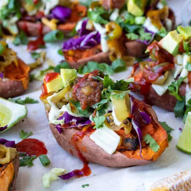 Healthy Sweet Potato Skins (Plant-Based Appetizer!) - The Picky Eater